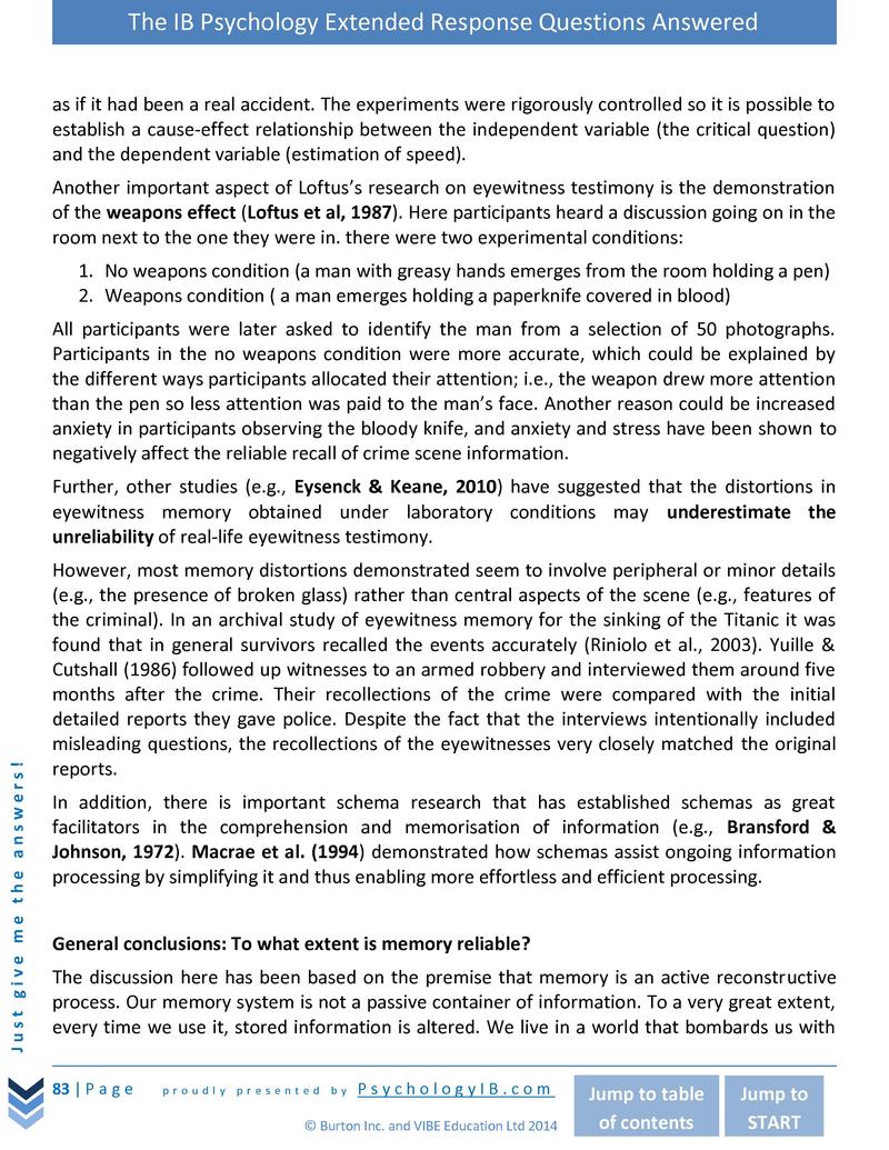 Model ERQ Answers - IB Psycholog