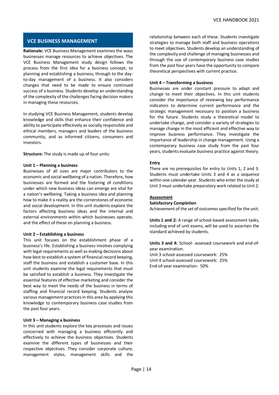 VCE Handbook : simplebooklet.com