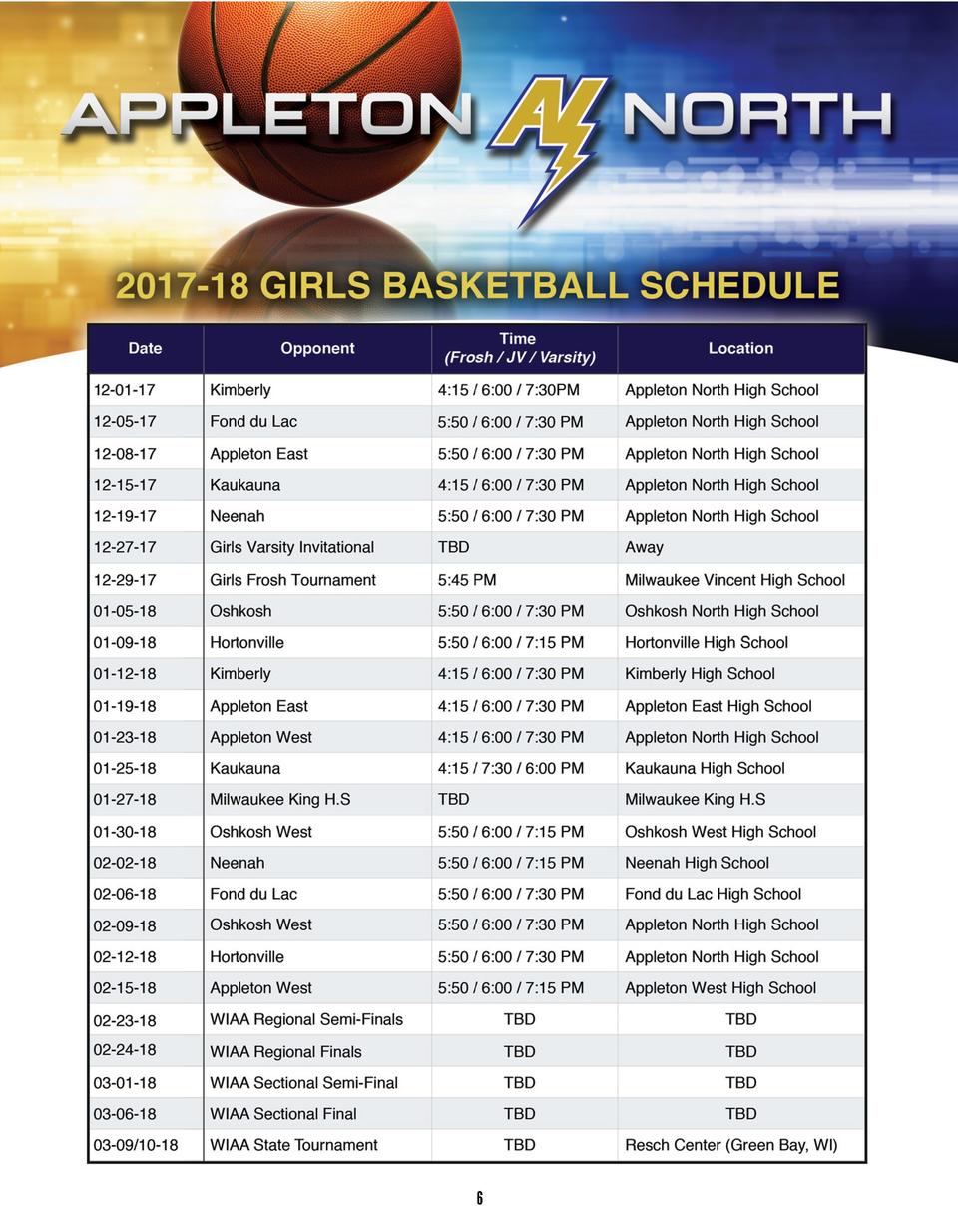 Appleton Basketball Game Program : simplebooklet.com