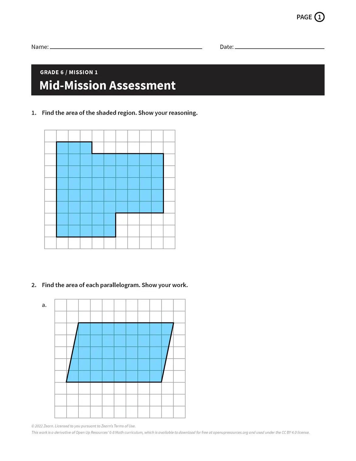 Zearn Math–Teacher Edition: Assessments Full Answer Key, G6