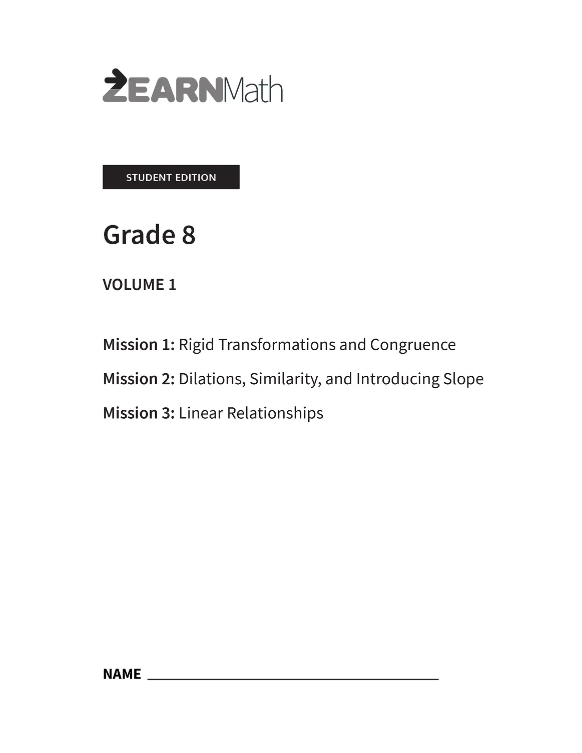 Zearn Math–Student Edition: Volume 1, G8