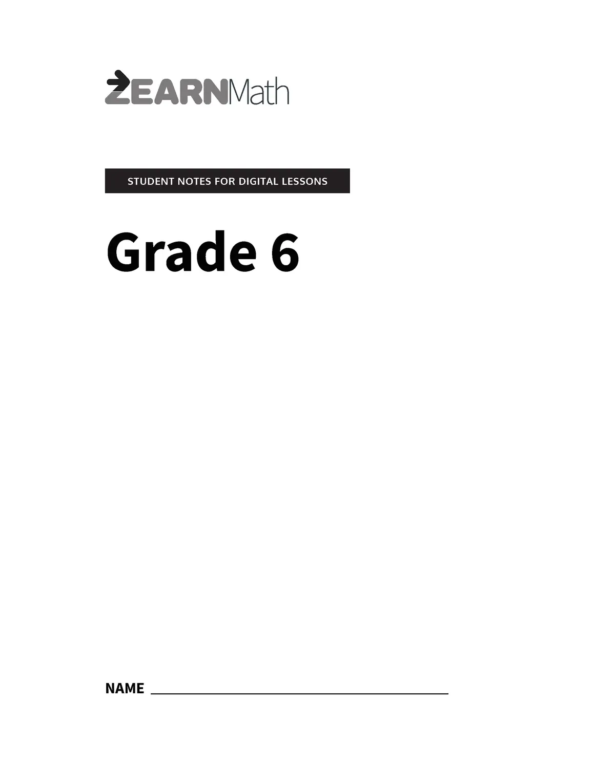 Zearn Math--Student Notebook, G6