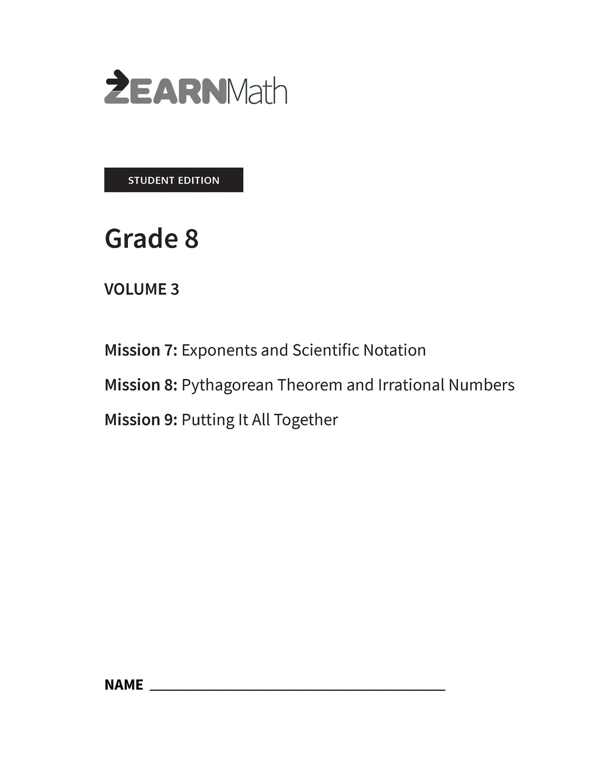 Zearn Math–Student Edition: Volume 3, G8