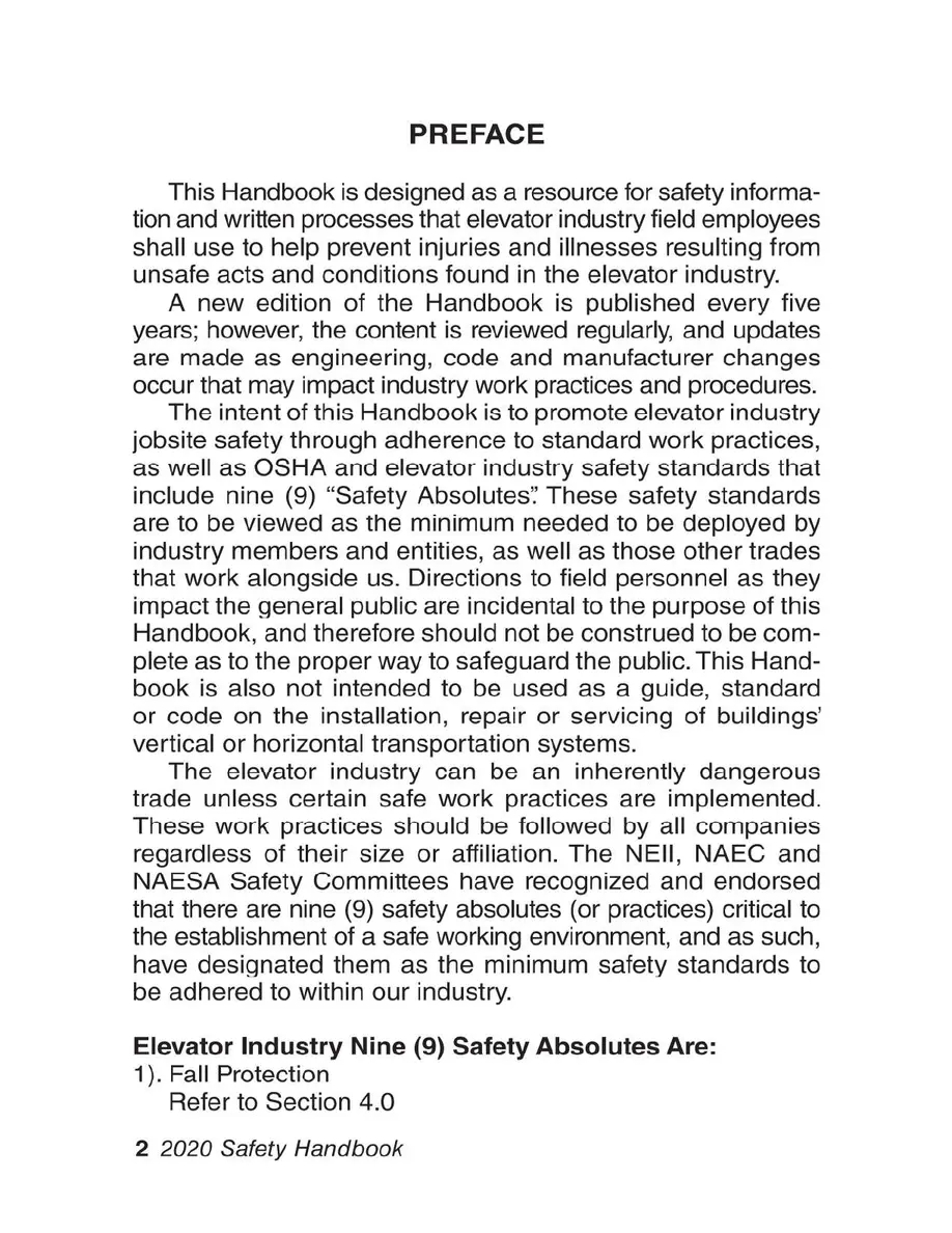 Elevator Safety Handbook - 2020
