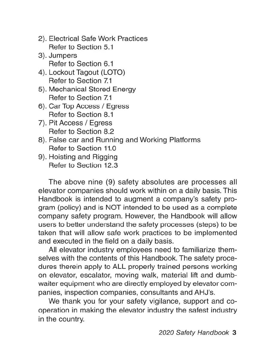 Elevator Safety Handbook - 2020