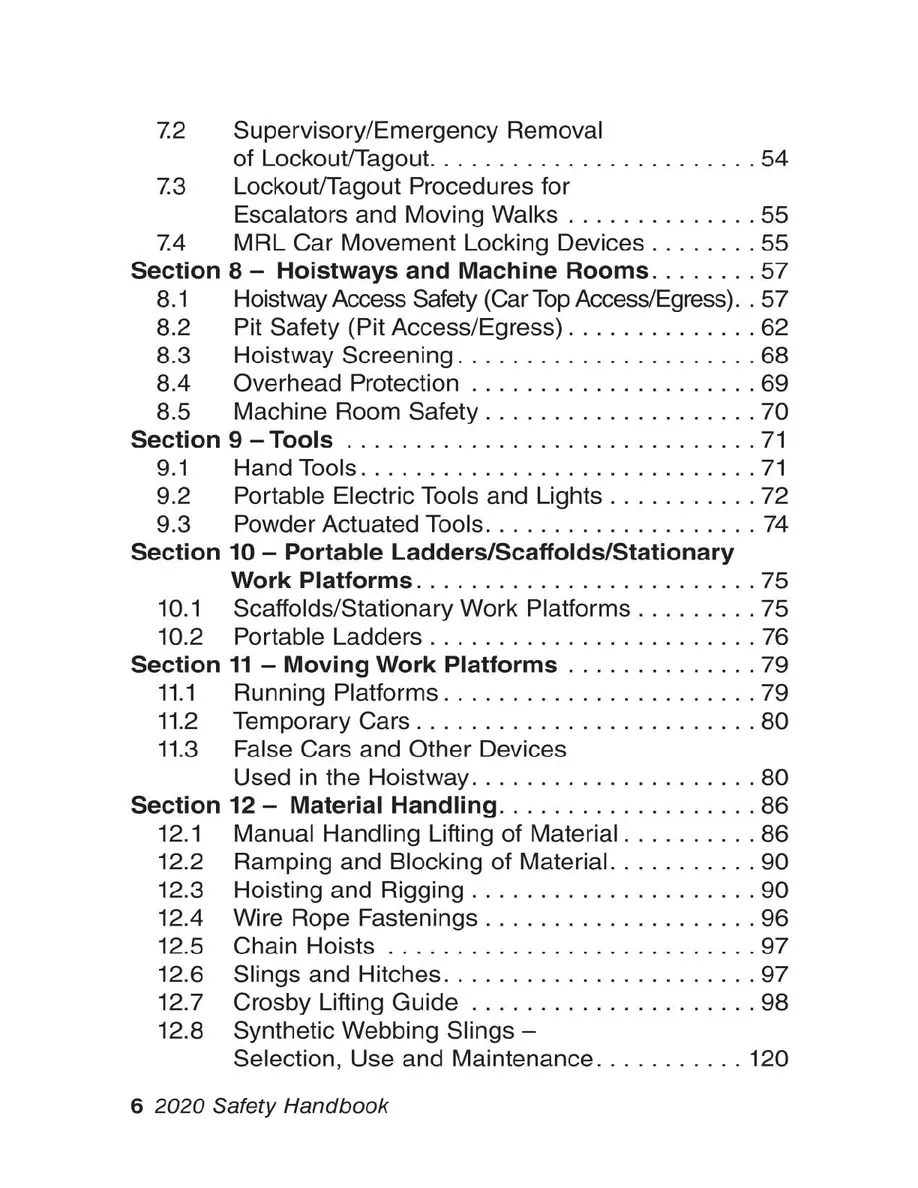 Elevator Safety Handbook - 2020