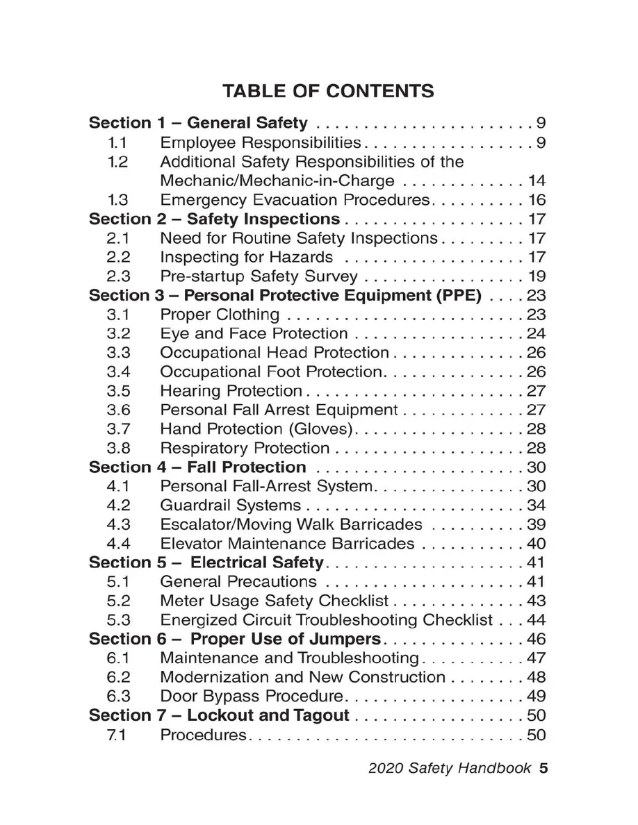 Elevator Safety Handbook - 2020