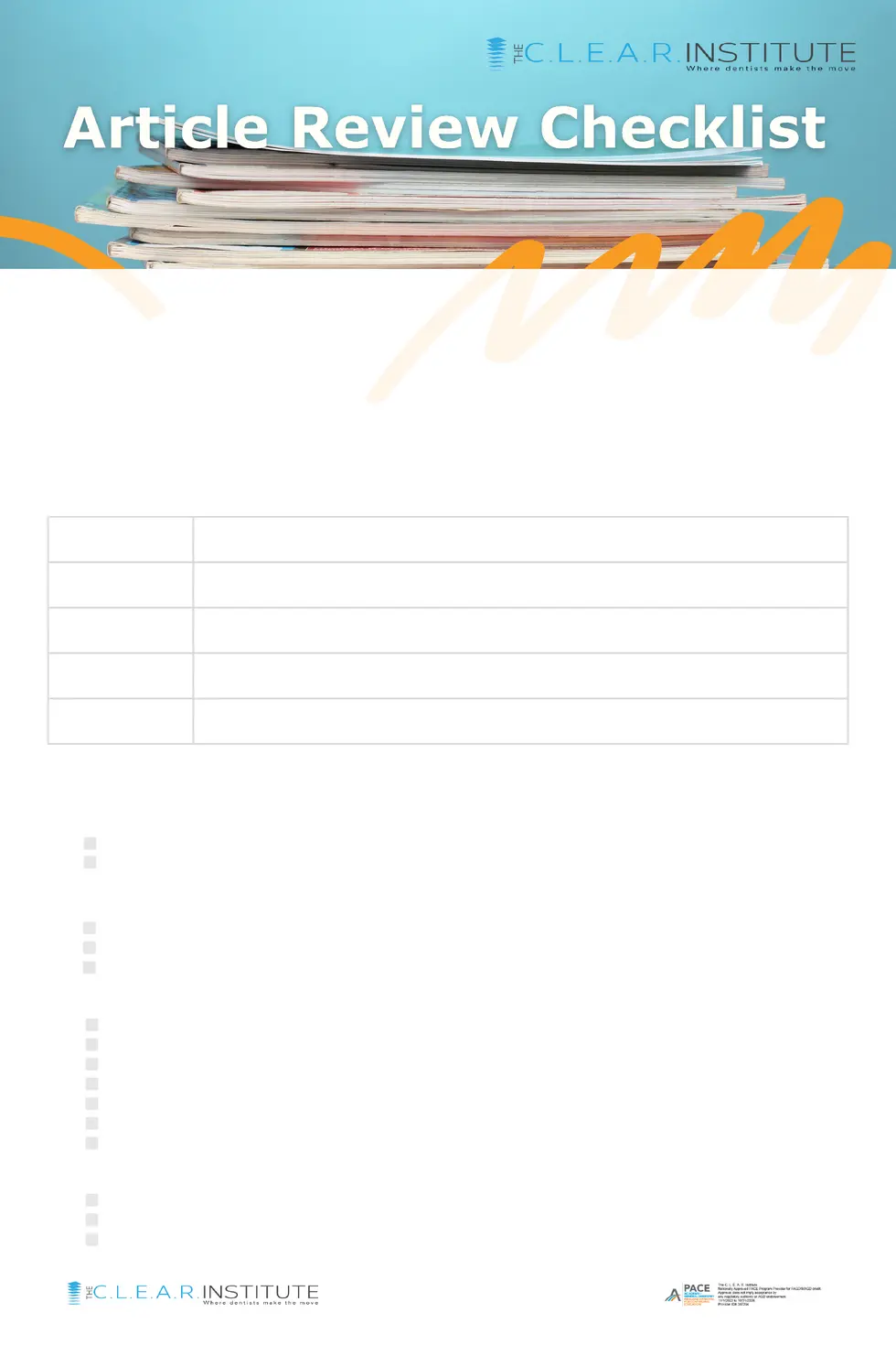 Article Review Checklist